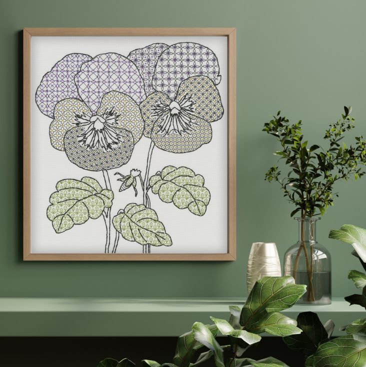 Blackwork Pansies | Bothy Threads