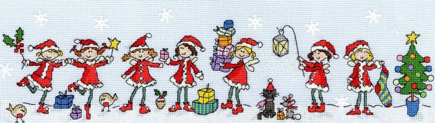Row of Xmas Fairies - Chart Download | Bothy Threads